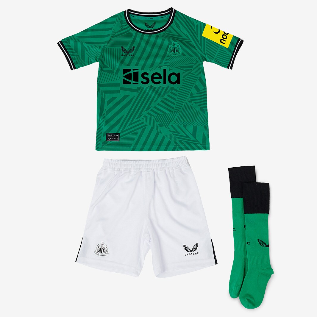 Castore Newcastle United Infant 23/24 Nested Away Kit - Green/Black ...