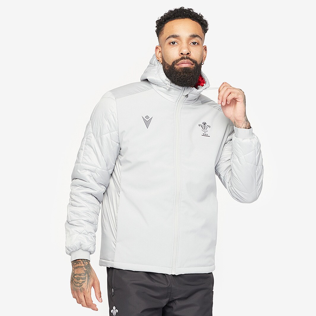 Macron Wales 22/23 Padded Bomber Jacket - Grey - Mens Replica