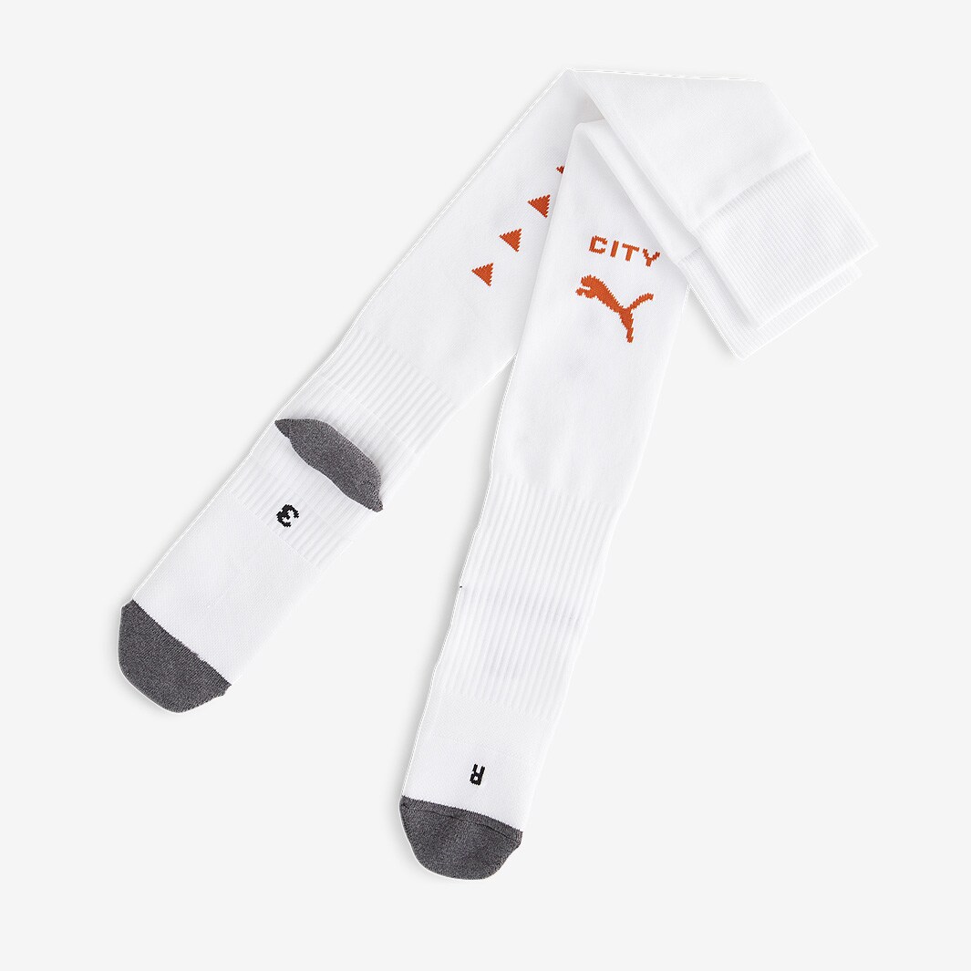 Puma Manchester City 23/24 Away Striped Sock - Puma White/Cayenne ...
