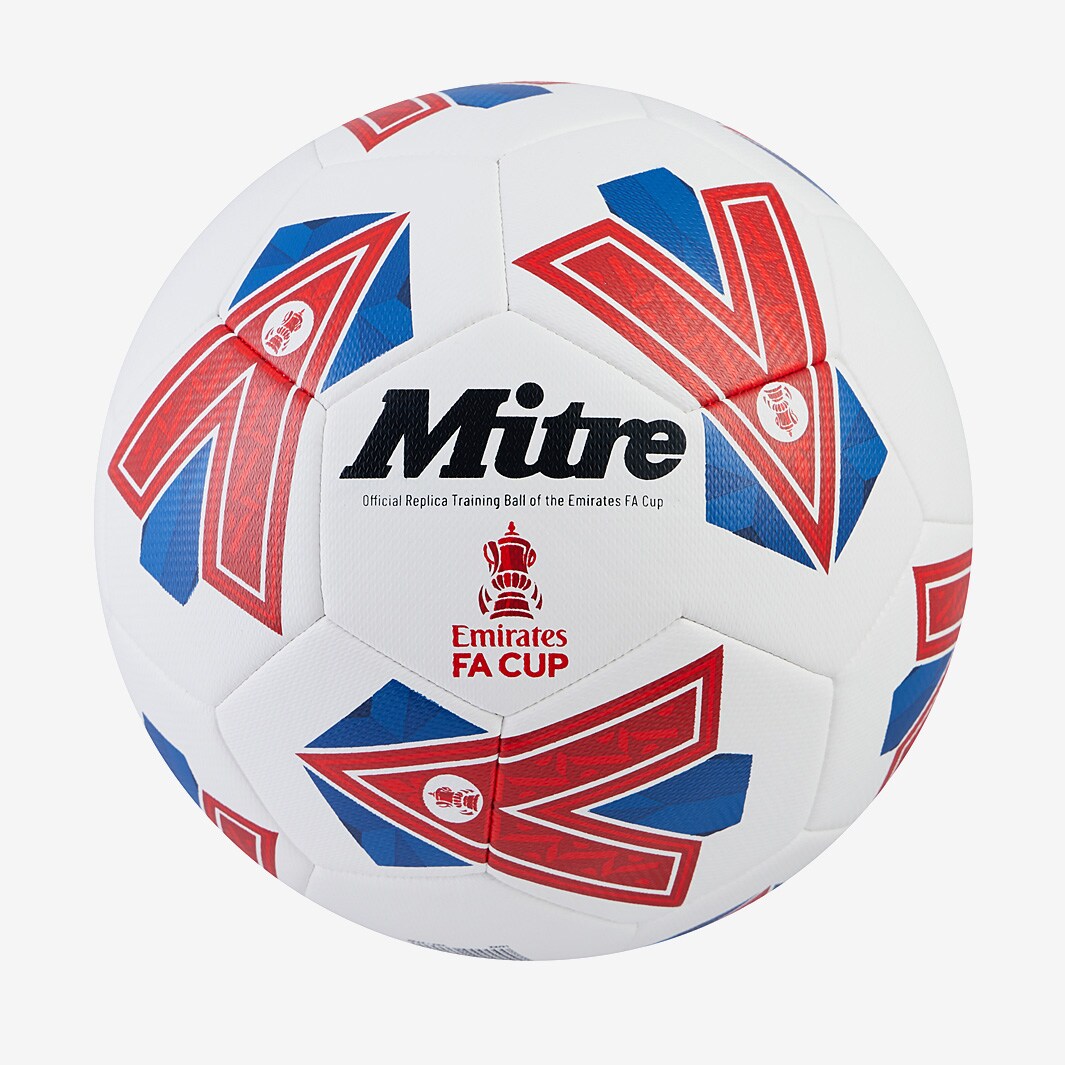 Mitre FA Cup Train 23/24 Ball - White/Blue/Red - Footballs | Pro:Direct ...