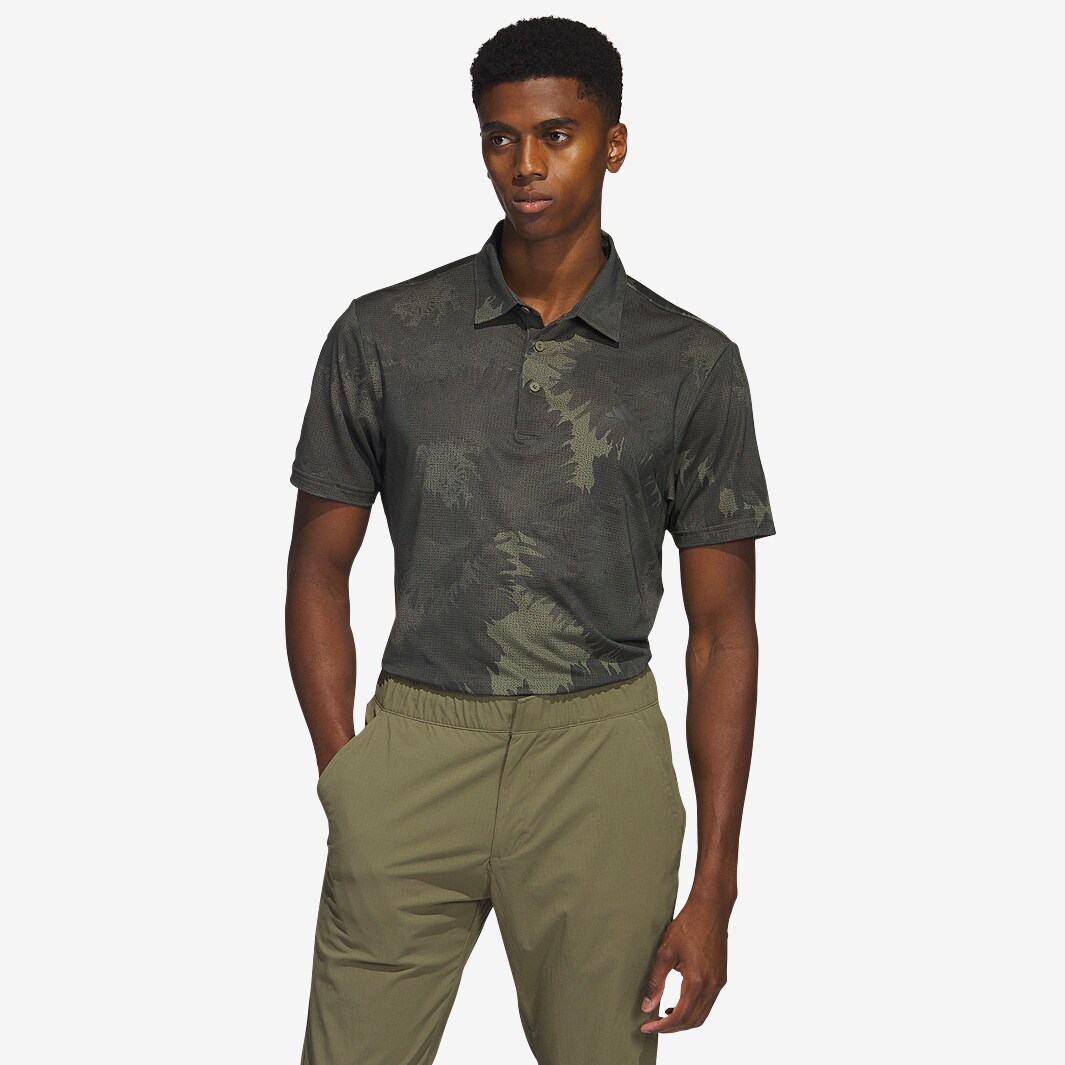 adidas Flower Mesh Polo Shirt - Olive Strata/Black - Mens Clothing ...