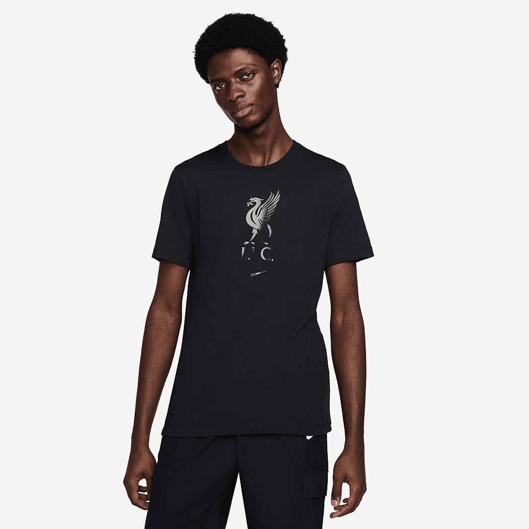 Nike Liverpool FC 23/24 Crest SS T-Shirt - Black/Black - Mens Replica ...