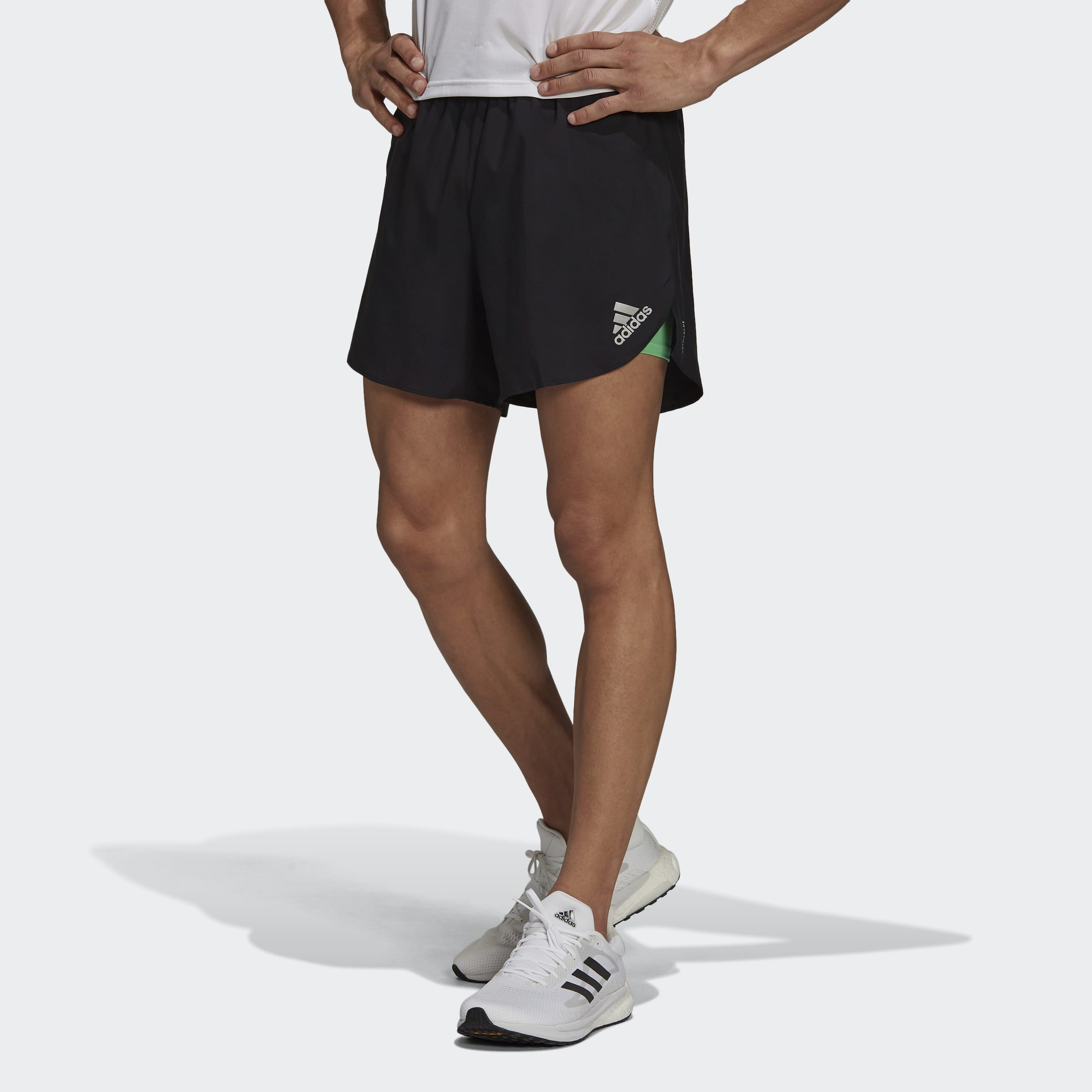 adidas adidas Fast 2-in-1 Primeblue Shorts Black / Semi Screaming Green ...
