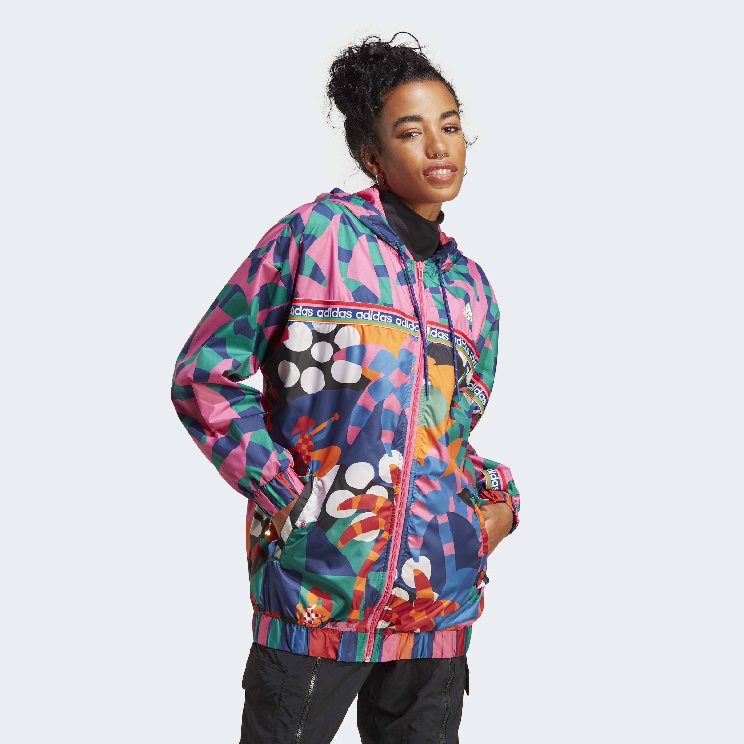 adidas adidas x FARM Rio Jacket Bold Green / Pulse Magenta Womens ...