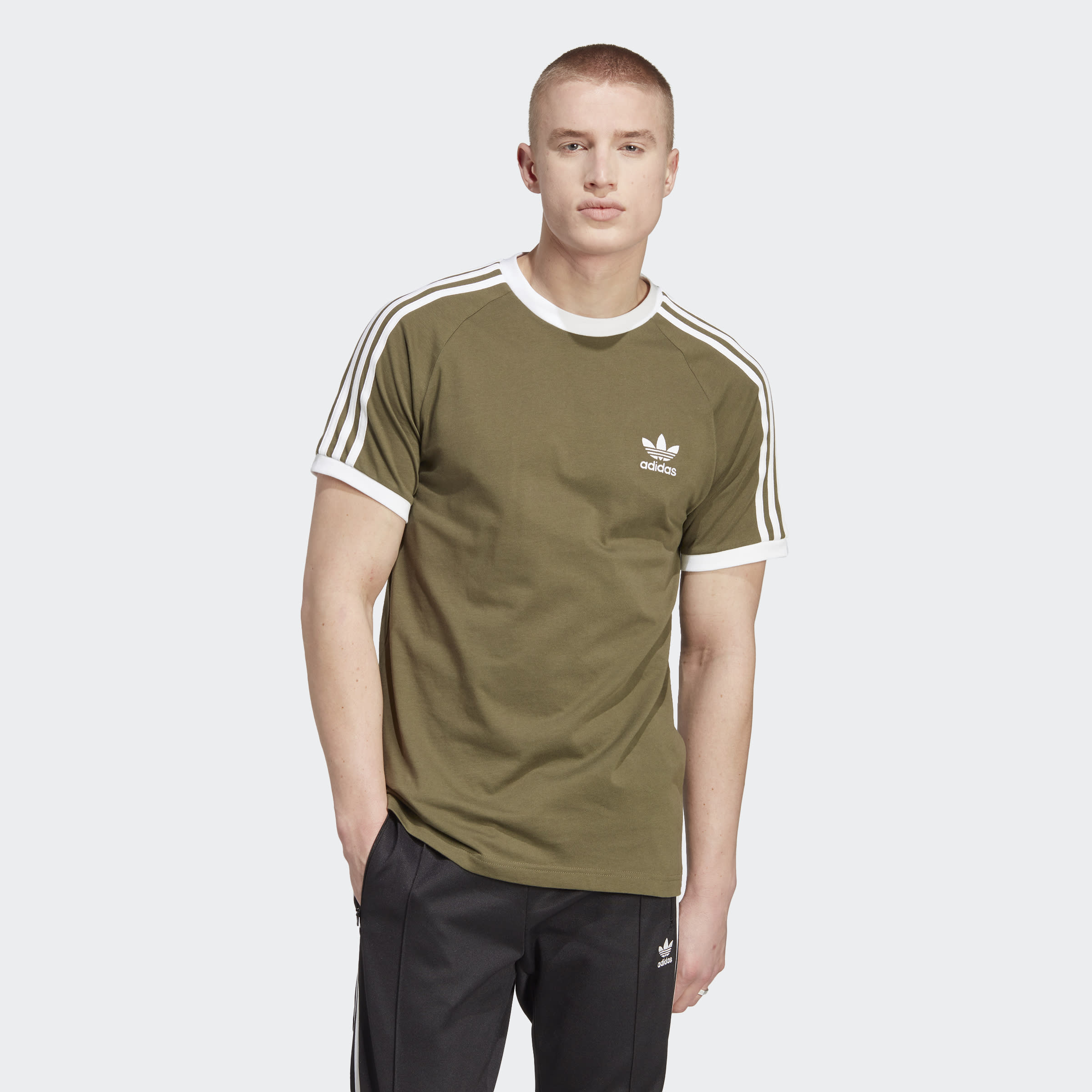 adidas Originals Classics 3-Stripes T-Shirt - Olive-Tops-Mens Clothing | Pro:Direct Soccer