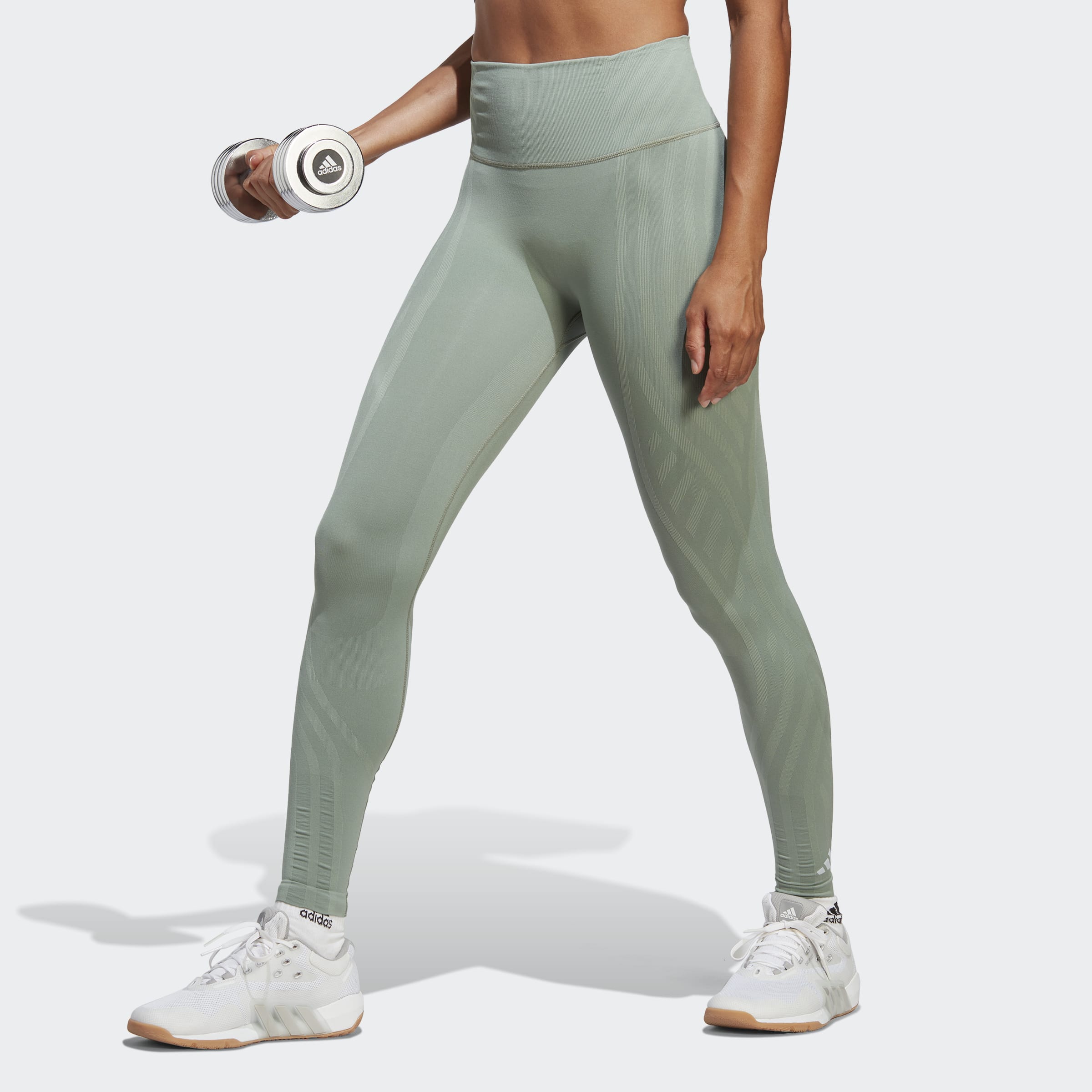 adidas FORMOTION Sculpted 7/8 Leggings Silver Green Womens Clothing