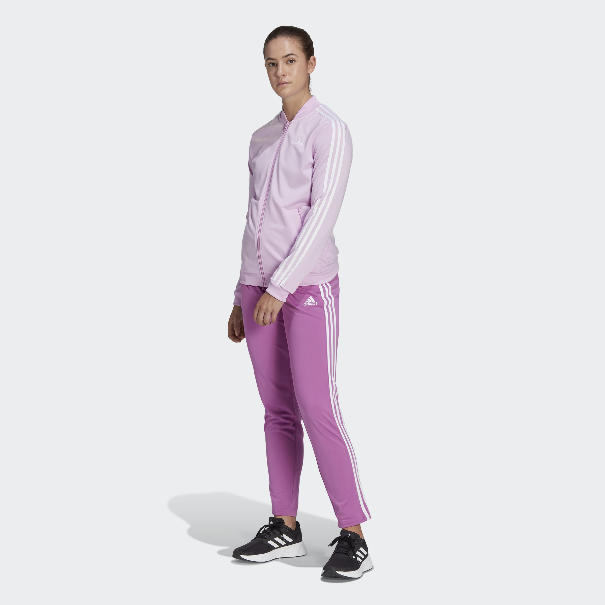 adidas Essentials 3-Stripes Tracksuit Semi Pulse Lilac / Bliss Lilac ...