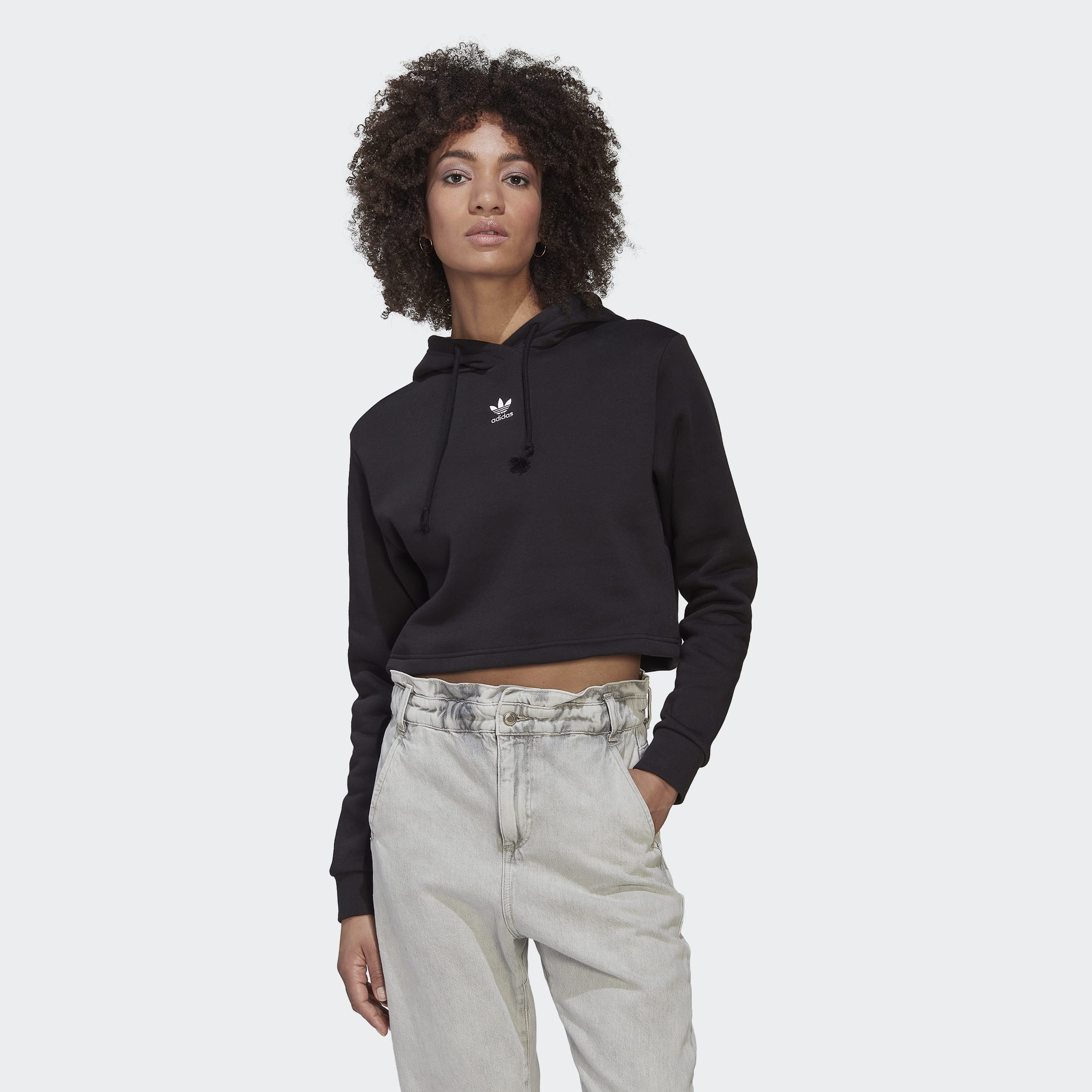 adidas Originals Adicolor Essentials Crop Fleece Hoodie Black Womens ...