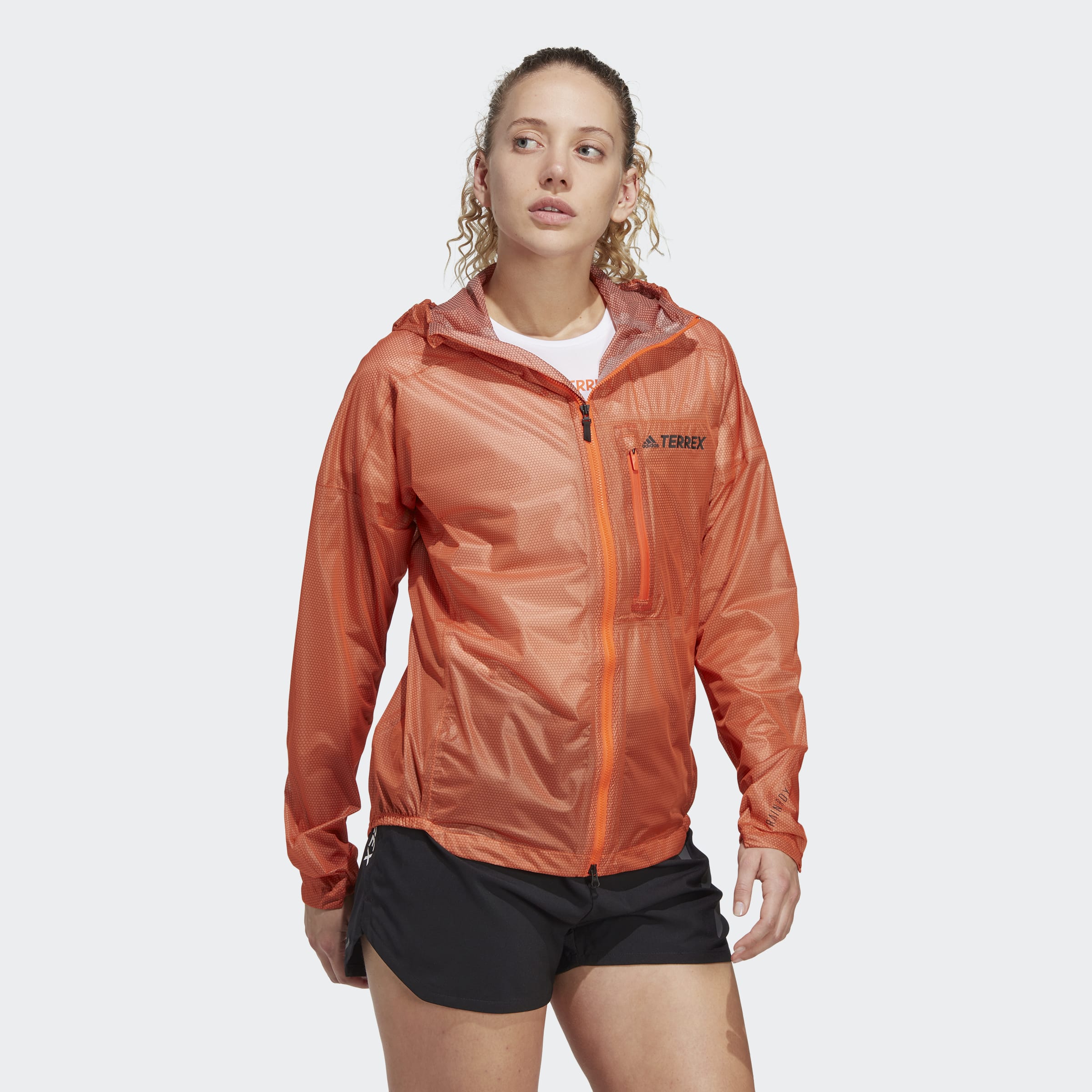 adidas Terrex Agravic 2.5-Layer Rain Jacket Semi Impact Orange Womens Clothing