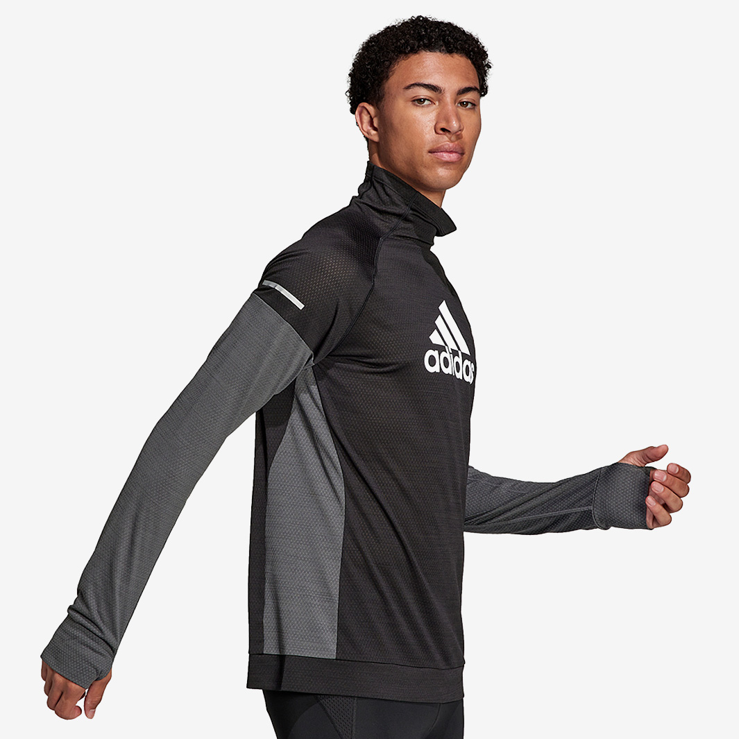 adidas Turtle Graphic Block Long Sleeve Top - Black/Grey Six - Mens ...
