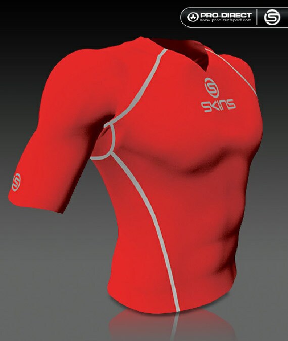 Skins - Junior - Performance - Rugby Base Layer - Short Sleeve - Red ...