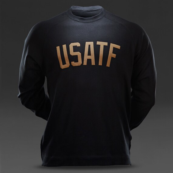 Mens Clothing - Nike Sportswear NIKE RU USATF Crew - Black/Metallic ...