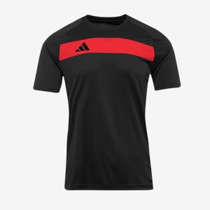 adidas Tiro 25 Essentials SS Shirt - Black/Lucid Red - Mens Football ...