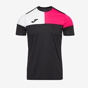 Joma Crew V SS Shirt - Black/Pink/White - Tops - Mens Football Teamwear ...